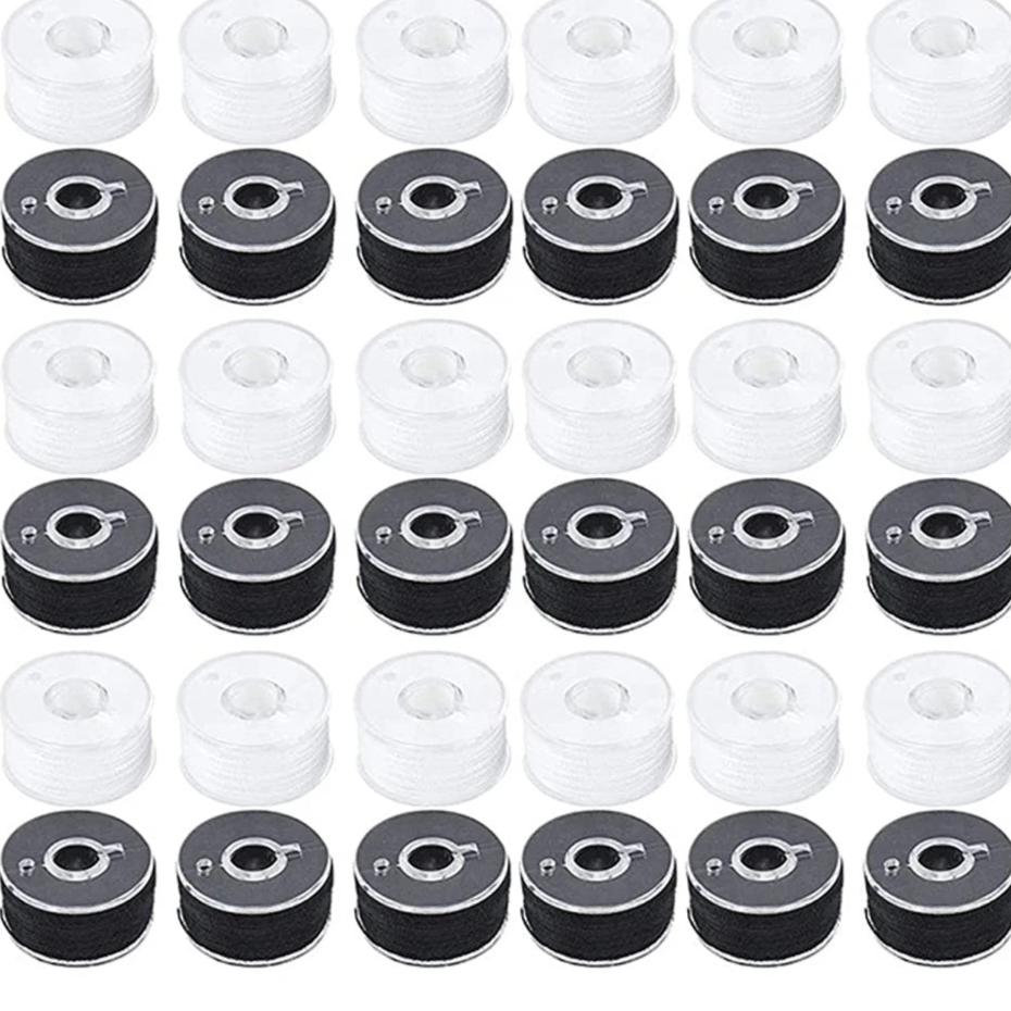 5PC / Black White PVC Sewing Thread Bobbins Set – Classic Modern Fabrics