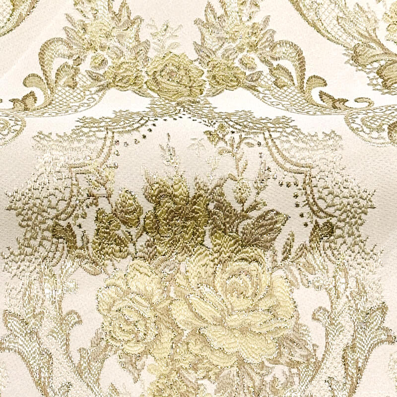 110" Wide Gray and Gold Soft Sheen Royal Floral Damask Jacquard Fabric ...