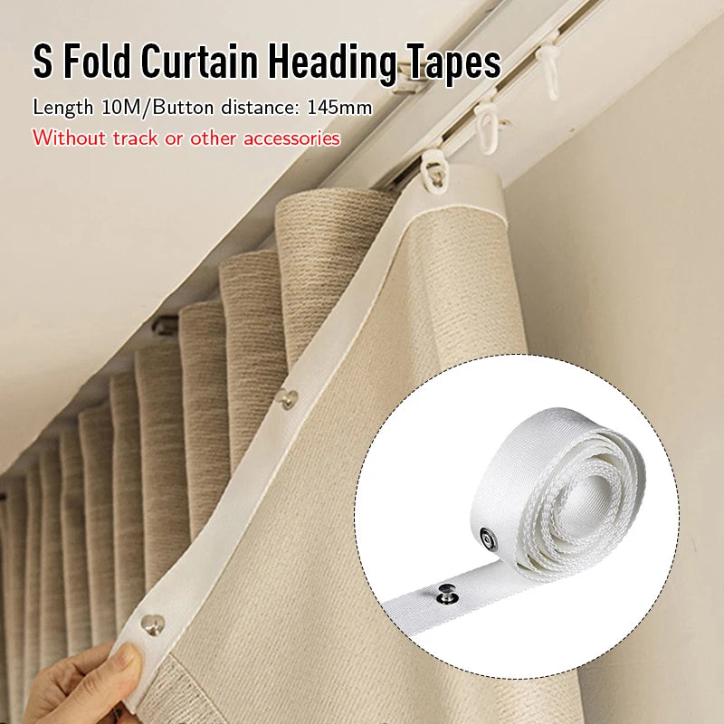 10 Meter / Ripplefold S-Fold Wave Curtain Heading Tape – Classic Modern ...