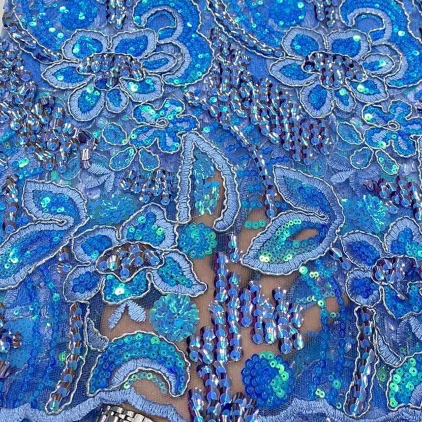5 YARDS / 10 COLORS / Malo Sequin Beaded Embroidery Glitter Mesh Spark ...