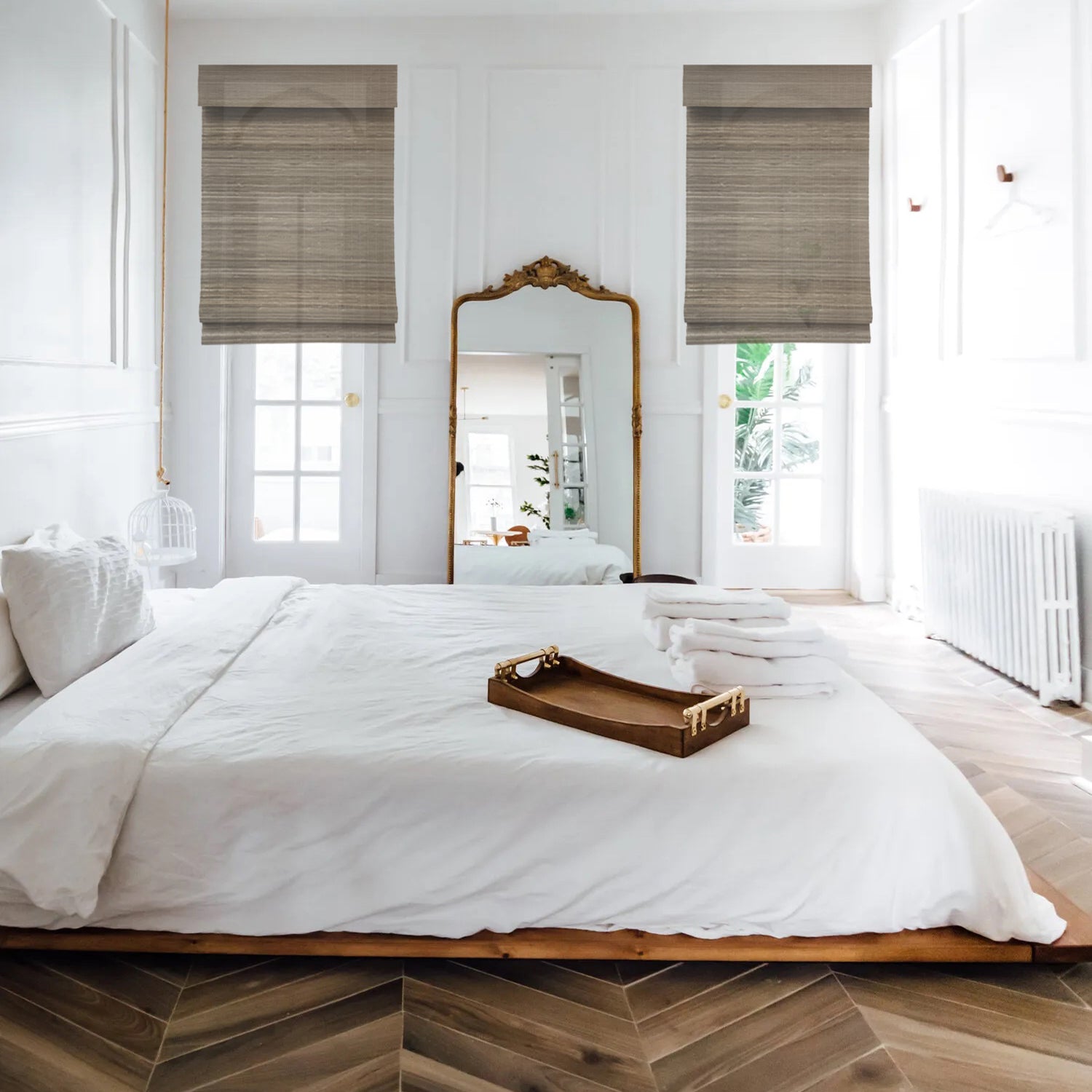 2 COLORS / Cordless Woven Wood Rattan Bamboo Shade Wallcovering Blind ...