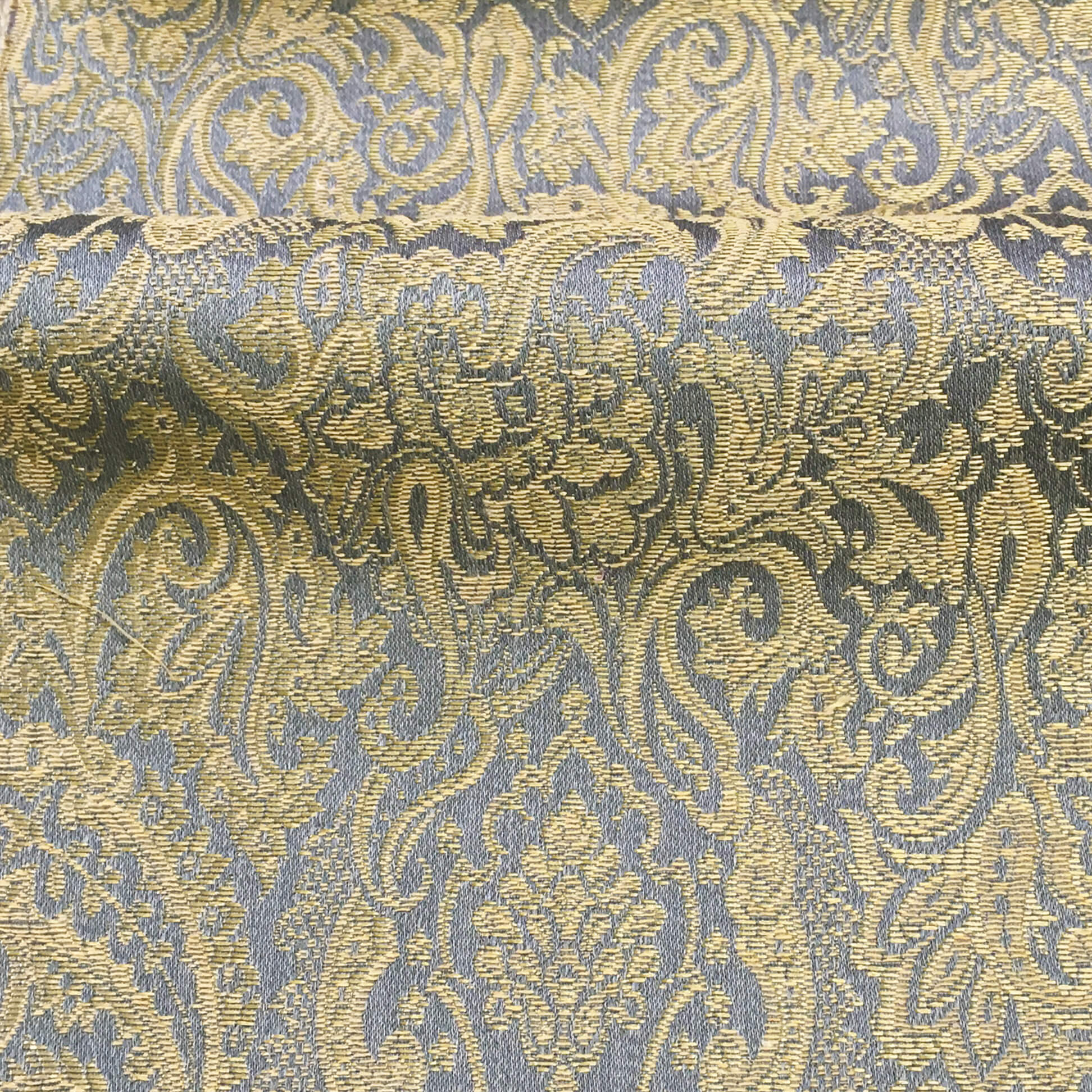 Tissu Brocart Jacquard Damas Regal Bleu Or VERDI – Classic Modern Fabrics